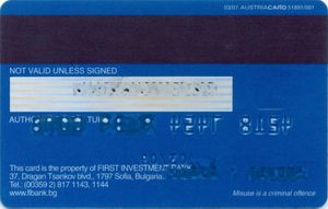 Bank Card: First Investment Bank Visa Birds - 09/07/003 (First ...