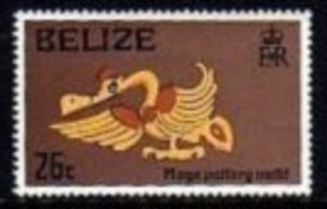 Stamp: Condor (Maya pottery motif) (Belize(Mayan Artefacts) Mi:BZ 328 ...