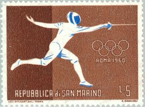 Stamp: Fencing (San Marino(Summer Olympic Games 1960 - Rome) Mi:SM 649 ...