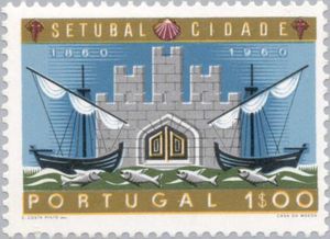 Stamp: Coat of arms of Setubal (Portugal(100 years city Setubal) Mi:PT ...