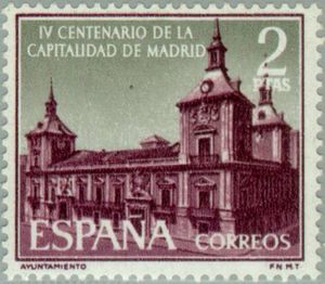Stamp: Town Hall, Madrid (Spain(400th Anniversary of Madrid as Capital ...