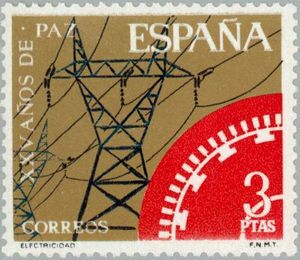 Stamp: Pylon and Part of Dial (Electrification) (Spain(25th Anniversary ...