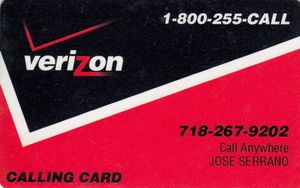 Phonecard: Verizon calling card, black and red (Verizon, United States ...