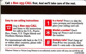 Phonecard: Verizon calling card, black and red (Verizon, United States ...