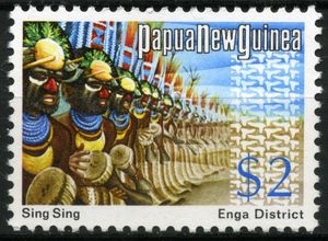Stamp: Enga Sing Sing (Papua New Guinea(Scenes from Papuan Life) Mi:PG ...