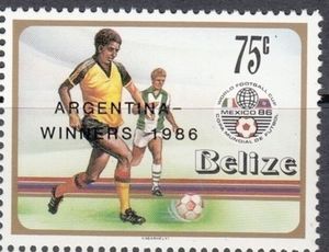 Stamp: Belize Players - Overprinted (Belize(Victory of Argentina at the ...