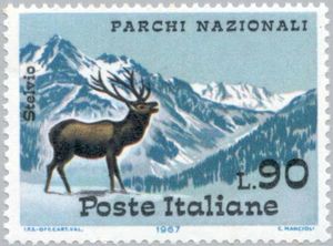 Stamp: Red Deer Stag (Cervus elaphus), Stelvio Park (Italy(National ...