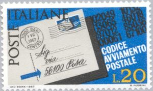 Stamp: Postcard with Highlighted Postcode (Italy(Introduction of Postal ...