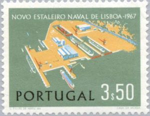 Stamp: Shipyard, Margueira, Lisbon (Portugal(Inauguration of Lisnave ...