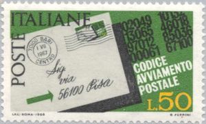 Stamp: Postcard with Highlighted Postcode (Italy(Introduction of Postal ...