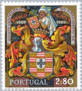 Stamp: Coat of Arms of Gama, Vasco da (Portugal(5th Centenary of the ...