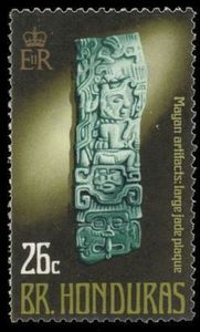 Stamp: Priest and Sun God (British Honduras(Mayan Artefacts) Mi:GB-BZ ...