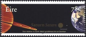 Stamp: Saturn (Ireland) (The Planets) Mi:IE 1761A,Sn:IE 1721,Sg:IE 1844 ...