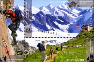 Stamp: Miniature sheet Alpine club SAC (Switzerland(150 Years of the ...