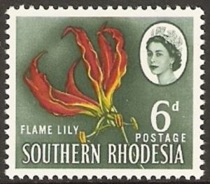 Stamp: Flame lily (Southern Rhodesia(Queen Elizabeth II Pictorials 1964 ...