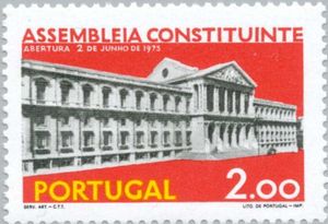 Stamp: Assembly Building (Portugal(Opening of the Constituent Assembly ...