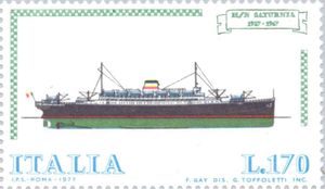 Stamp: Liner "Saturnia" (Italy(Italian Shipbuilding 1977) Mi:IT 1582,Sn ...