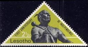 Stamp: Statue of Moshoeshoe I (Lesotho) (1st Anniversary of ...