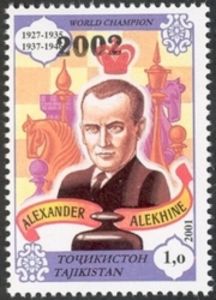 Stamp: Alexander Alekhin (Tajikistan) (Chess Super Championship-World ...