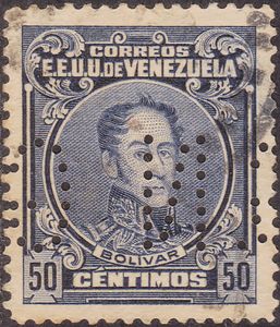 Stamp: Simón Bolívar (Venezuela) (Official Stamps - Simón Bolívar different Frames) Mi:VE D51A ...