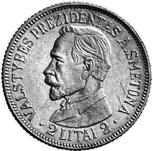 Coin: 2 Litai (Smetona Pattern) (Lithuania(Patterns) WCC:kmPn8
