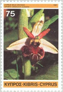 Stamp: Ophrys argolica elegans - Eyed-bee orchid (Cyprus(Wild Orchids ...
