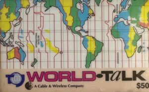 Phonecard: World Time Map 50J$ (World Talk, Jamaica(Prepaid Cards) Col ...