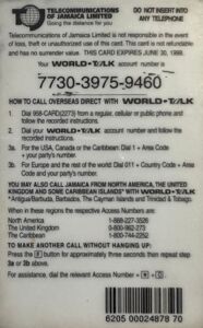 Phonecard: World Time Map 50J$ (World Talk, Jamaica(Prepaid Cards) Col ...