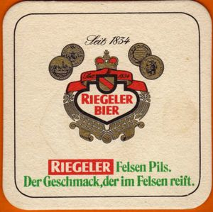 Sous-bock de bière: Riegeler (Brauereigesellschaft Vorm. Meyer & Söhne AG, Allemagne, République ...