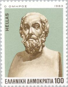 Sello: Homer's Epics - Homer's bust (Grecia(Homer's Epics) Mi:GR 1545 ...