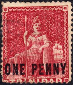 Stamp: Seated Britannia - Surcharged (Trinidad(Seated Britannia ...