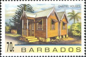 Stamp: Pedimented porch, carved wooded trim (Barbados(Chattel Houses ...
