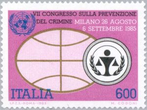 Stamp: United Nations Crime Prevention Congress (ItalyMi:IT 1938,Sn:IT ...