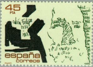 Stamp: León Felipe (Spain) (Famous People (1985)) Mi:ES 2693,Sn:ES 2448 ...