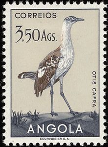 Stamp: Denham's Bustard (Otis cafra) (Angola(Definitives: Local Birds ...