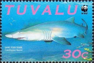 Stamp: Sand Tiger Shark (Carcharius taurus) (Tuvalu(World Wide Fund for ...