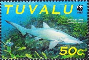 Stamp: Sand Tiger Shark (Carcharius taurus) (Tuvalu(World Wide Fund for ...