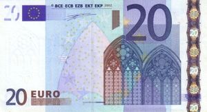 Banknote: 20 Euro (European Union (EU)(2002 (2002-2003) "Signature ...