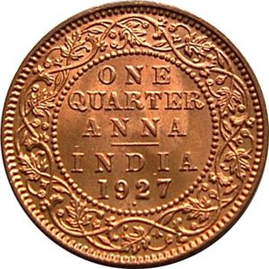 Moneda: ¼ Anna (India - Colonia Británica(1910~1936 - Emperor George V ...