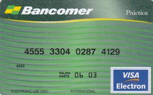 Tarjeta de Banco: Práctica (Bancomer, MéxicoCol:MX-VI-0039.01