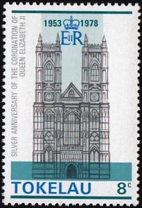 Stamp: Westminster Abbey (Tokelau(25th anniv. of coronation of ...
