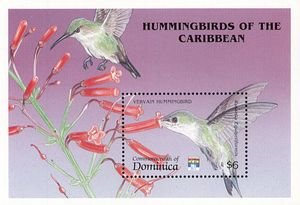 Stamp: Vervain Hummingbird (Mellisuga minima) (Dominica(Hummingbirds ...