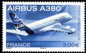 Stamp: Airbus A380 (France(Air Post) Yt:FR PA69,Mi:FR 4110,Sn:FR C68,Sg ...