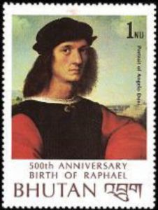 Stamp: Angelo Doni, by Raffaello Santi (1483-1520) (Bhutan(The 500th ...