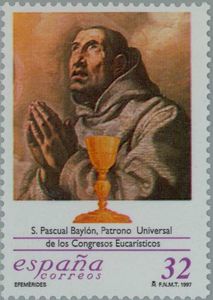 Stamp: Saint Pascal Baylon (SpainMi:ES 3348,Sn:ES 2909,Yt:ES 3081,Sg:ES ...