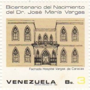 Stamp: Caracas's Vargas Hospital (Venezuela(Birth Bicentenary of Dr ...