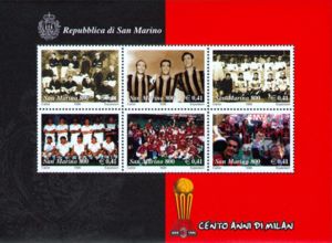 Stamp: AC Milan (San Marino(Centenary of Milan) Mi:SM BL25,Sn:SM 1466 ...