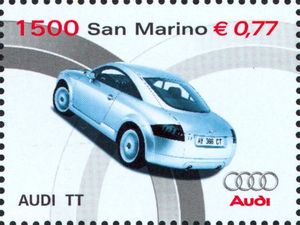 Stamp: Audi TT (San Marino(Centenary of Audi) Mi:SM 1864,Sn:SM 1467b,Yt ...