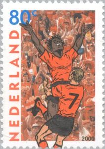 Stamp: Two Football Players with Fans in the Background (Netherlands ...
