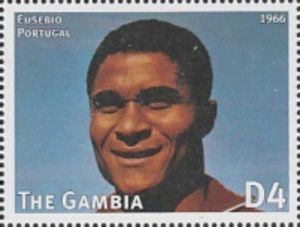 Stamp: Eusebio, Portugal (Gambia(FIFA World Cup 1998 - France) Mi:GM ...